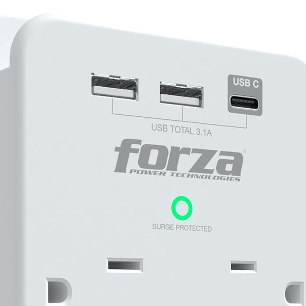 Forza 6 Outlet Wall Tap Surge Protector USB/USB-C Ports, 120V – GS-COM